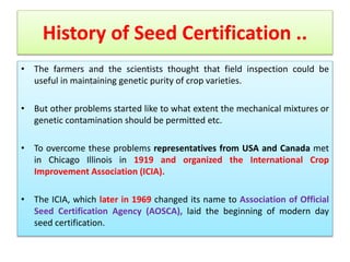 16&17. seed certification | PPTX | Agriculture | Industries