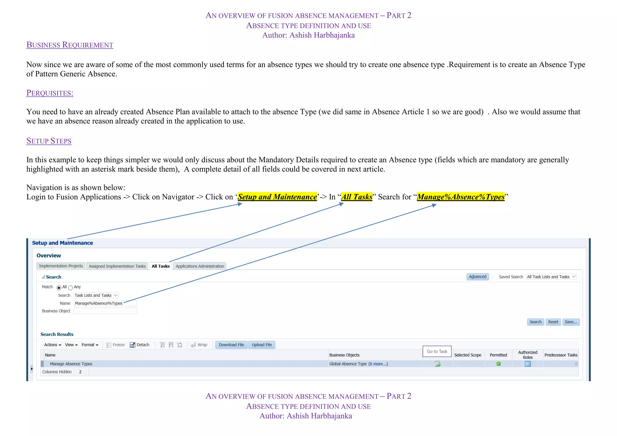 An Overview of Fusion Absence Management Absence Type Definition and ...