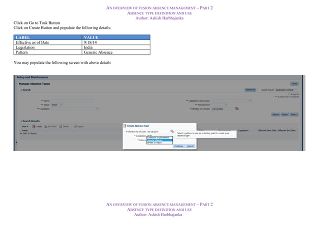 An Overview of Fusion Absence Management Absence Type Definition and ...