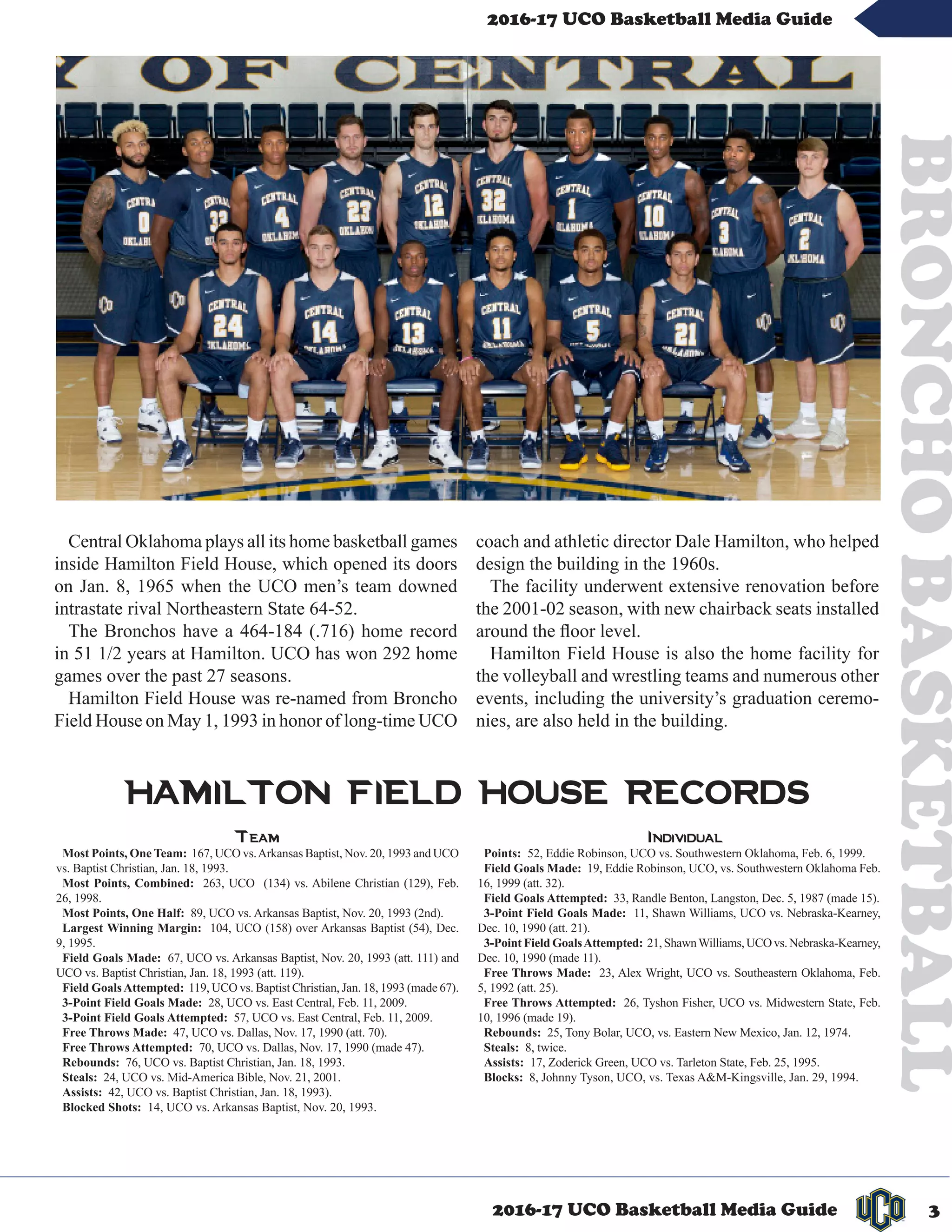 2016-17 UCO Men's Basketball Media Guide | PDF