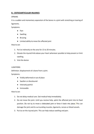 1617 first aids notes | PDF | First Aid | Injuries