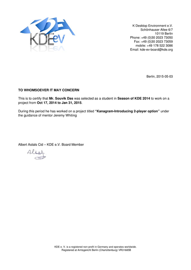 KDE Certificate | PDF