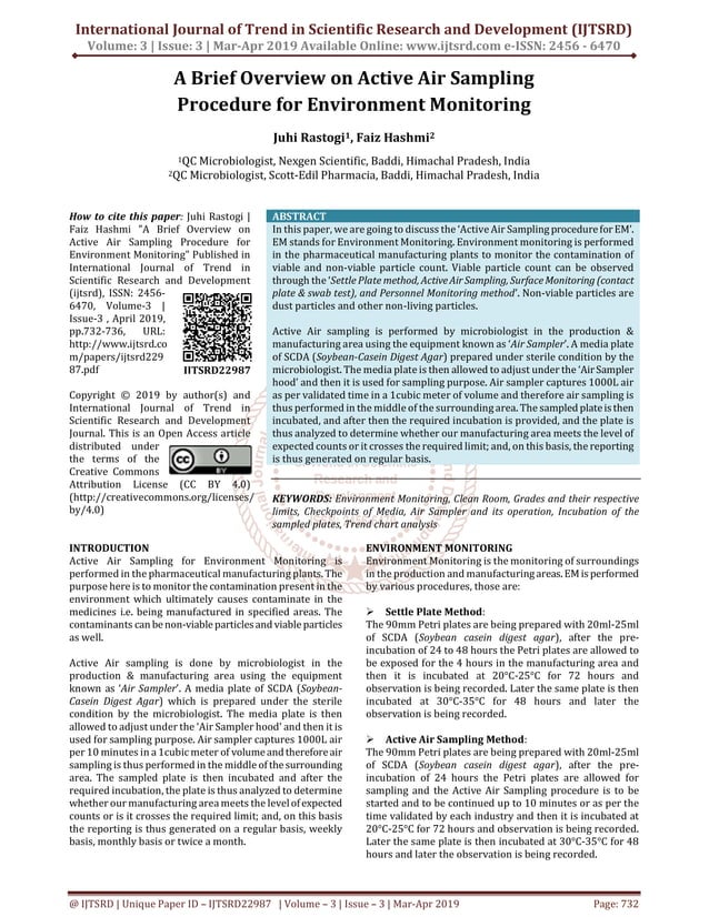 A Brief Overview on Active Air Sampling Procedure for Environment ...
