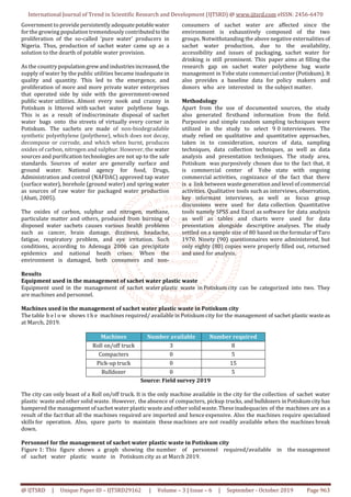 An Assessment of the Effect of Disposal and Management of used Sachet ...