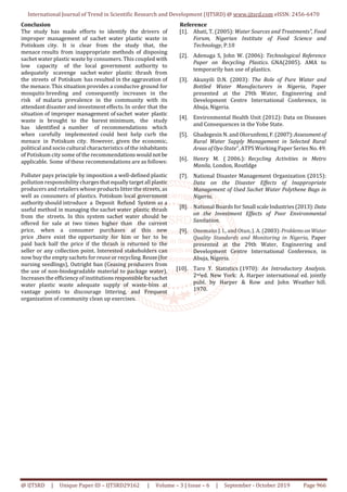 An Assessment of the Effect of Disposal and Management of used Sachet ...