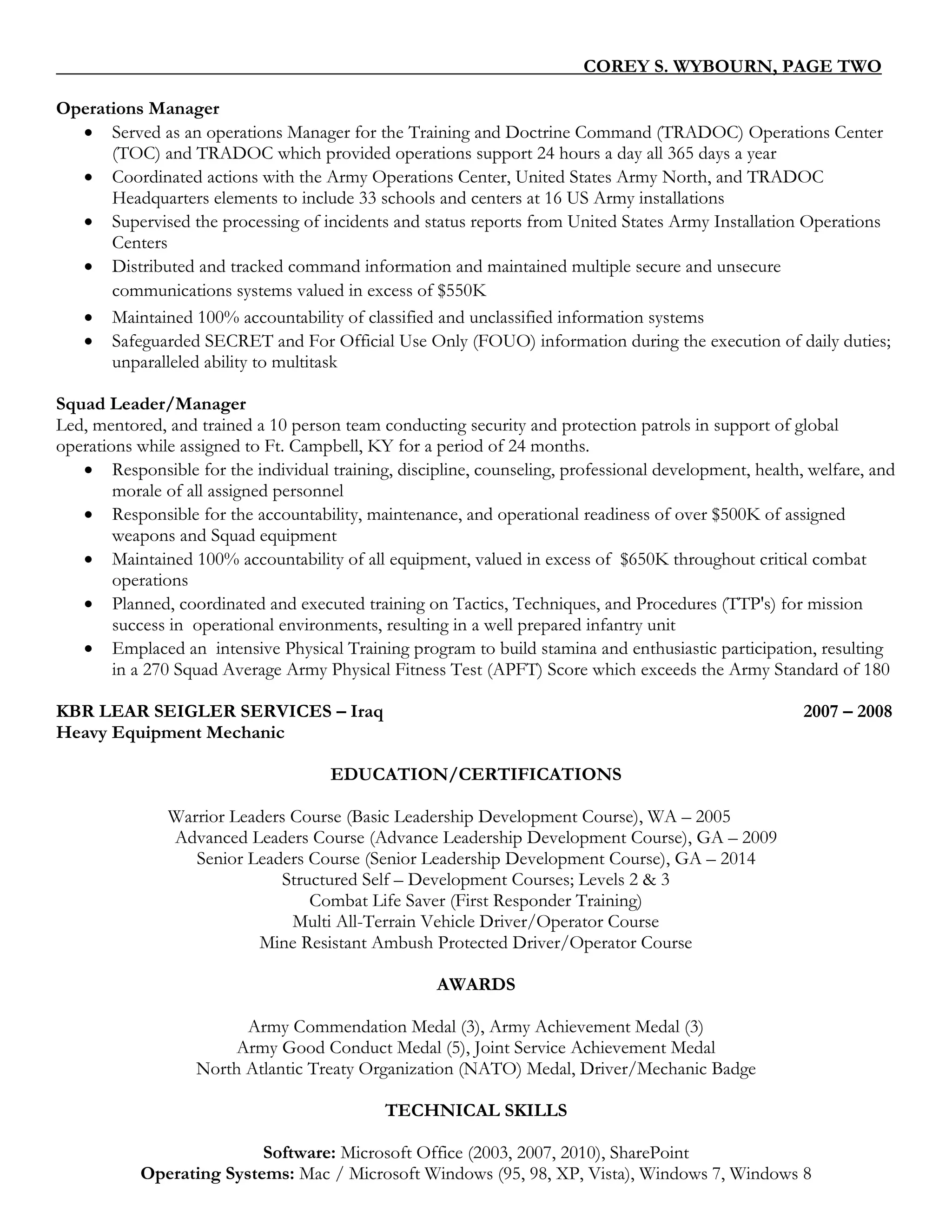 Corey S. Wybourn Resume | PDF