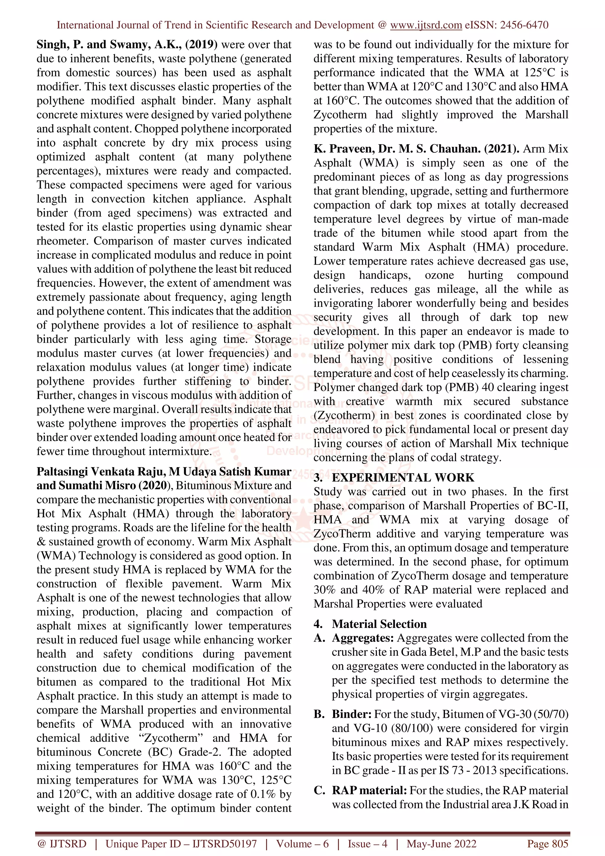 Experimental Investigation on Effect the Warm Mix Asphalt WMA Using ...