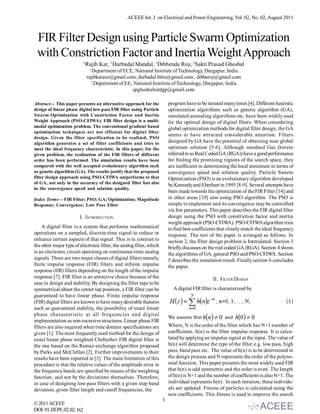 FIR Filter Design using Particle Swarm Optimization with Constriction Factor and Inertia Weight ...