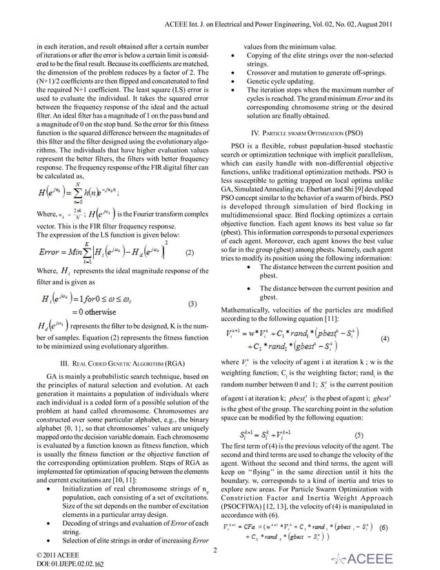 Fir Filter Design Using Particle Swarm Optimization With Constriction Factor And Inertia Weight 