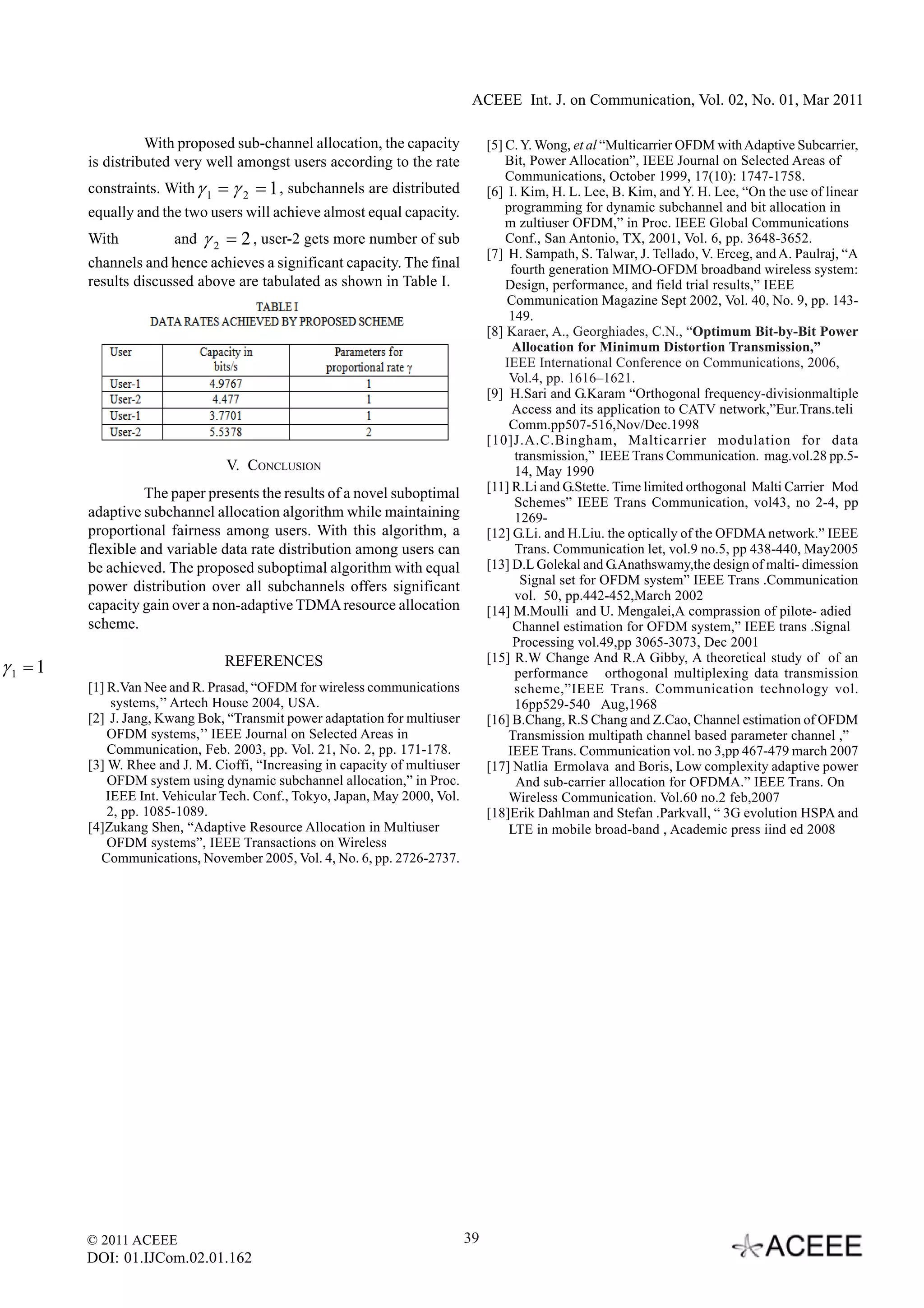 Dynamic Sub-Channel Allocation in Multiuser OFDM Systems to Achieve Variable Data Rate | PDF