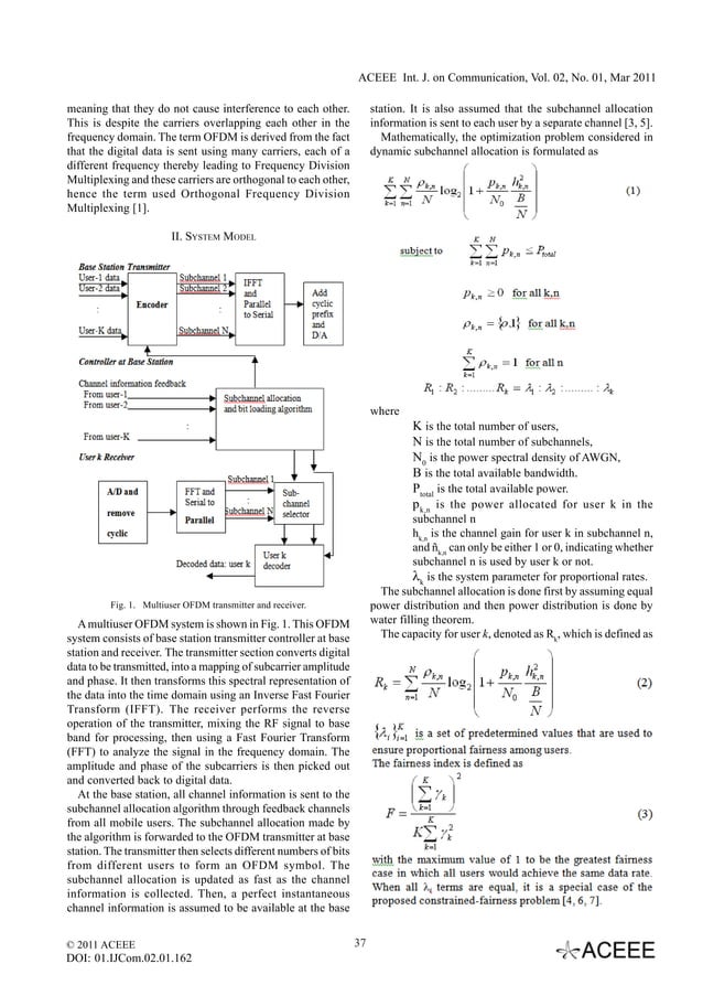 Dynamic Sub-Channel Allocation in Multiuser OFDM Systems to Achieve Variable Data Rate | PDF