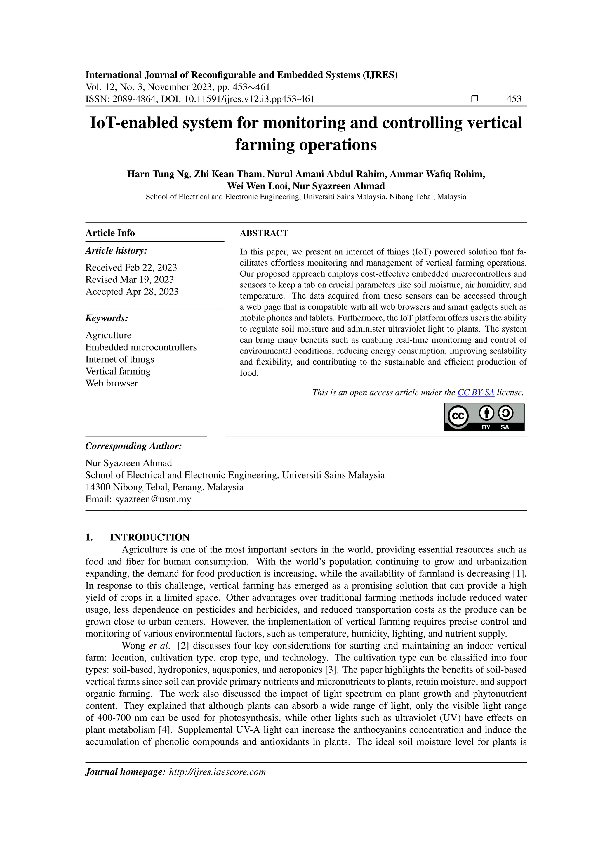 IoT-enabled system for monitoring and controlling vertical farming operations | PDF