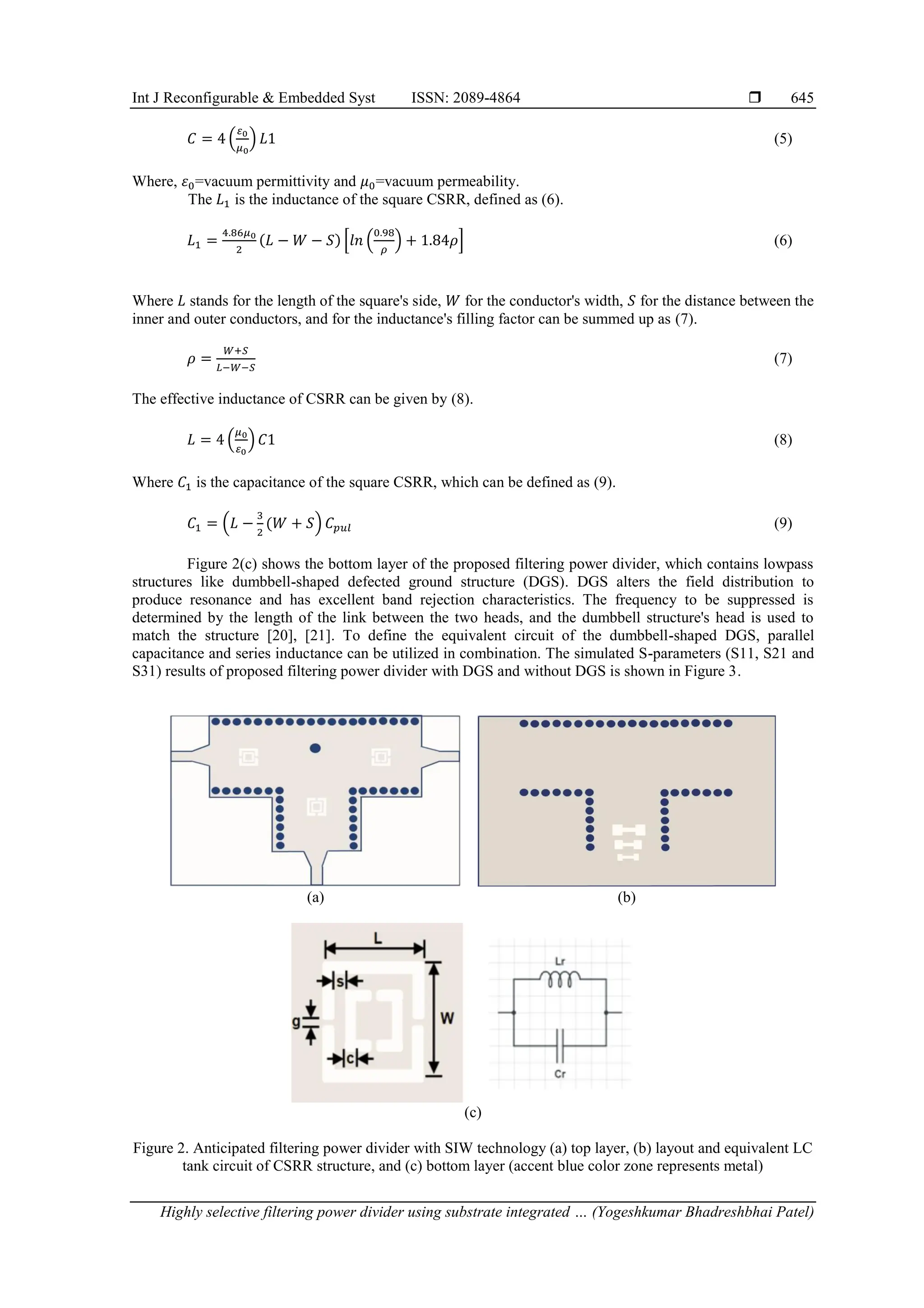 Highly selective filtering power divider using substrate integrated waveguide technique for ...