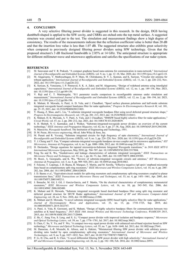Highly selective filtering power divider using substrate integrated ...