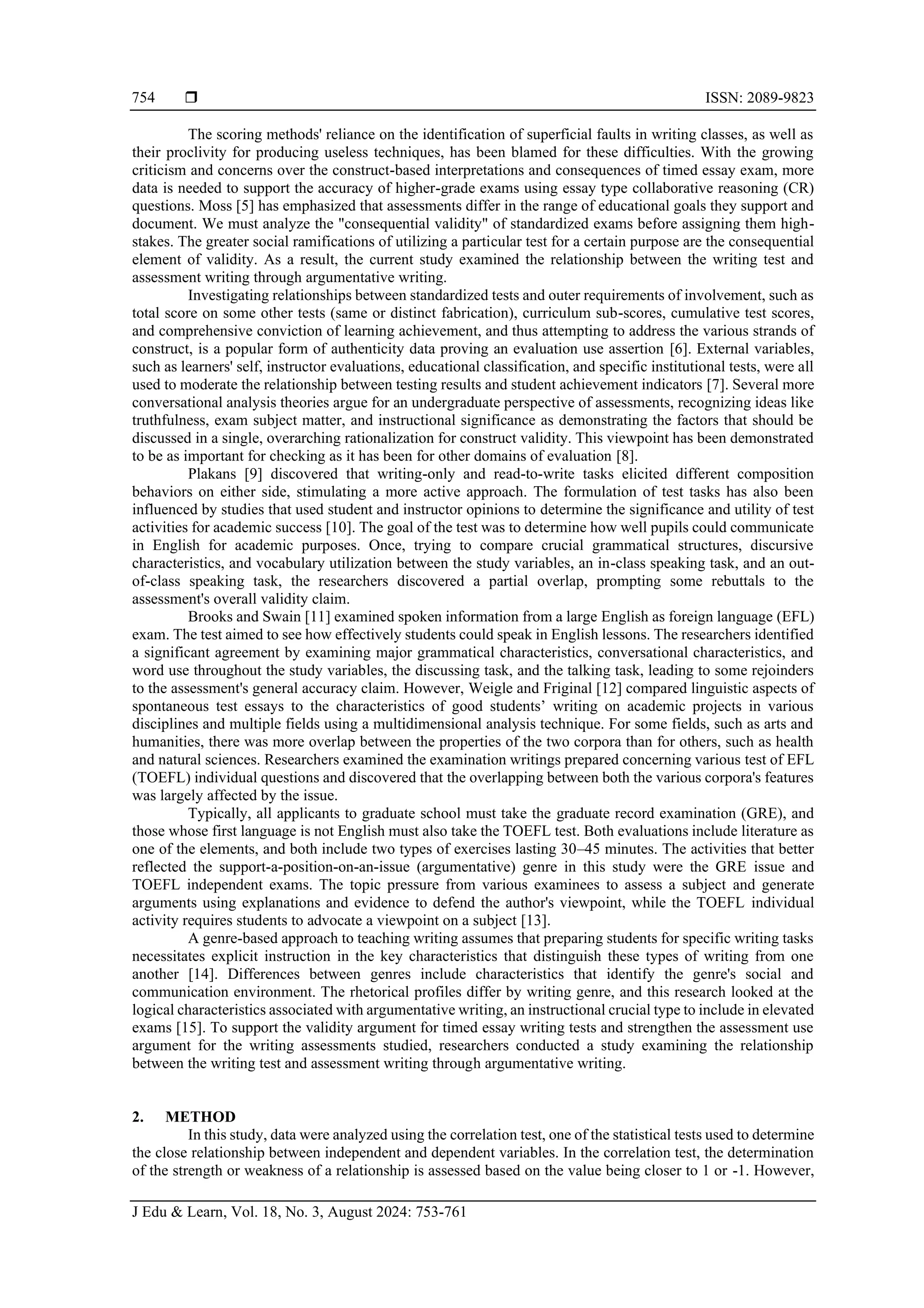 Students’ writing test: an argumentative study of English as a foreign ...