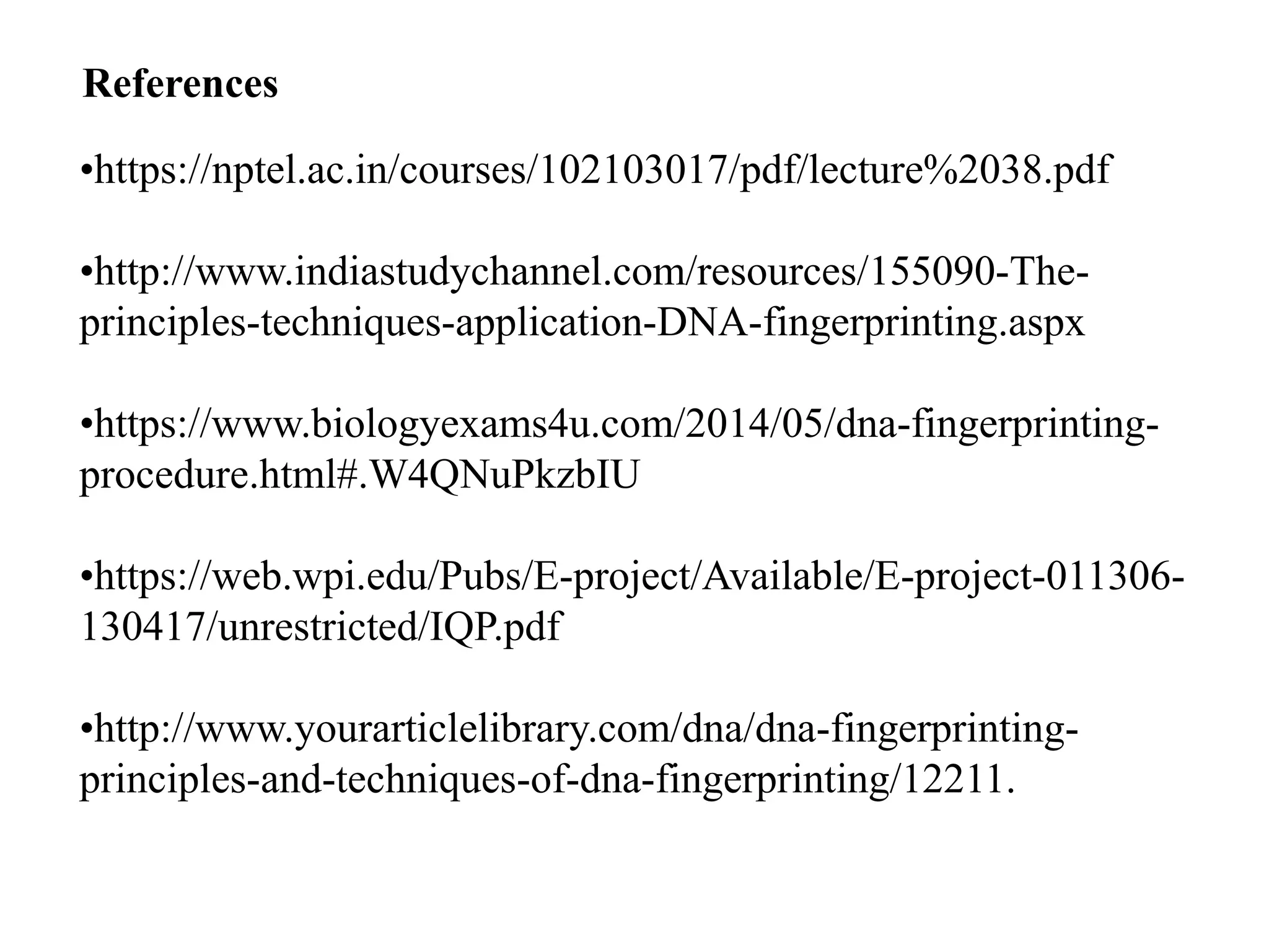 A PROJECT ON EVOLUTION OF DNA FINGERPRINTING AND ITS TECHNOLOGY | PDF