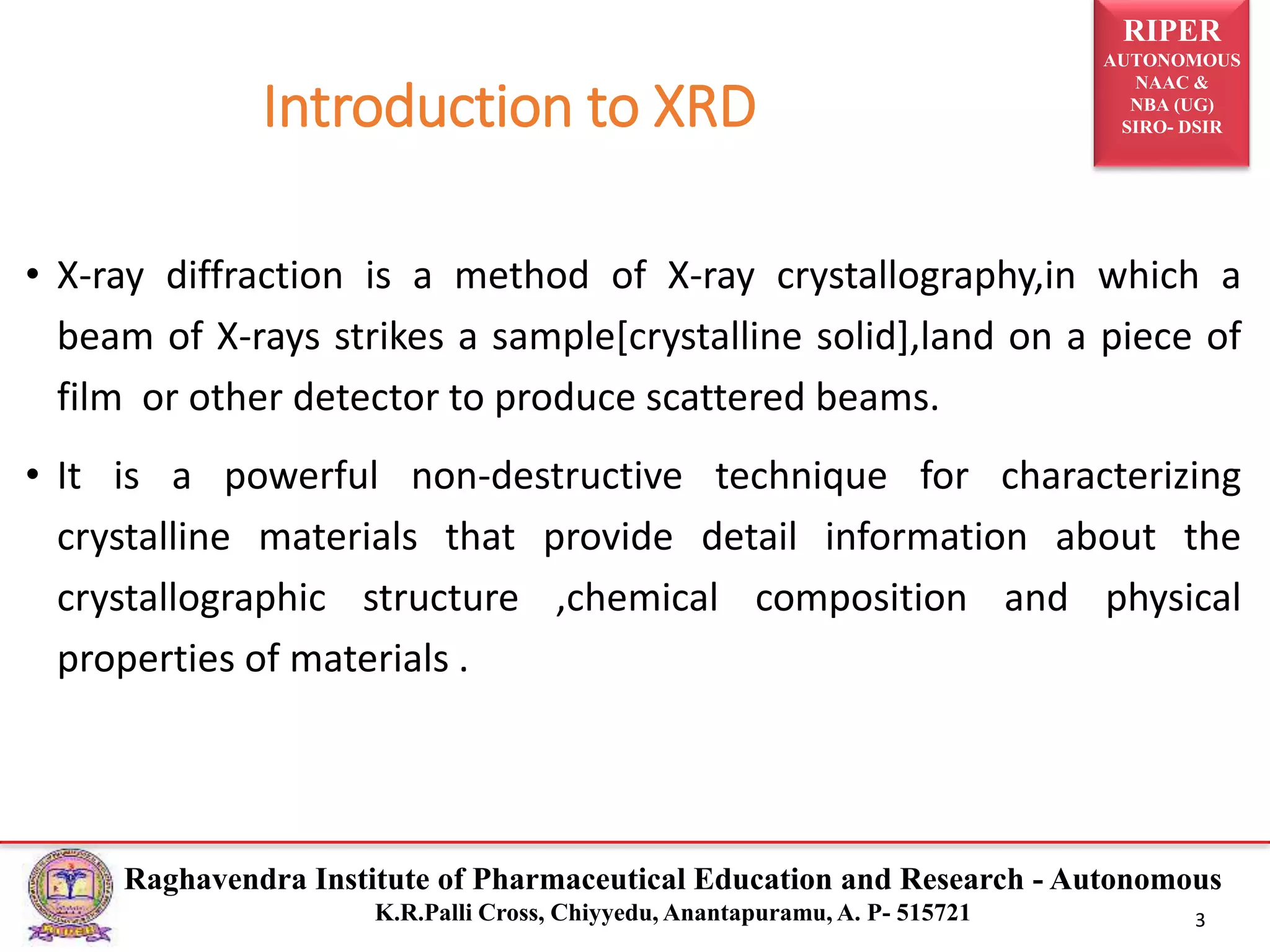 Use of XRD in Preformulations | PPTX