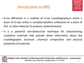 Use of XRD in Preformulations | PPT