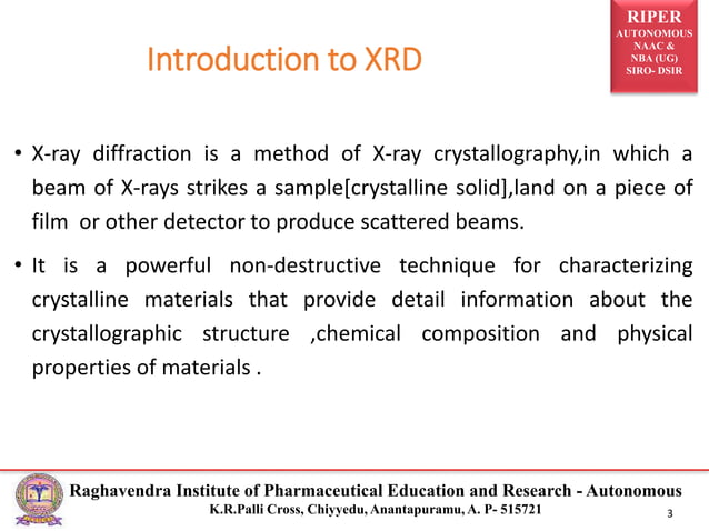 Use of XRD in Preformulations | PPT