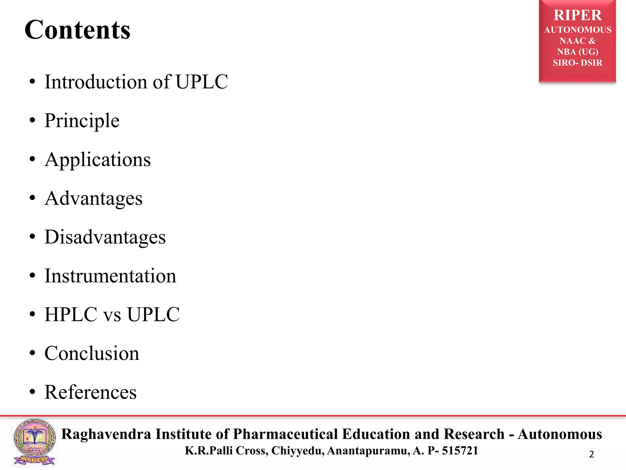 Ultra Performance Liquid Chromatography (UPLC). | PPTX