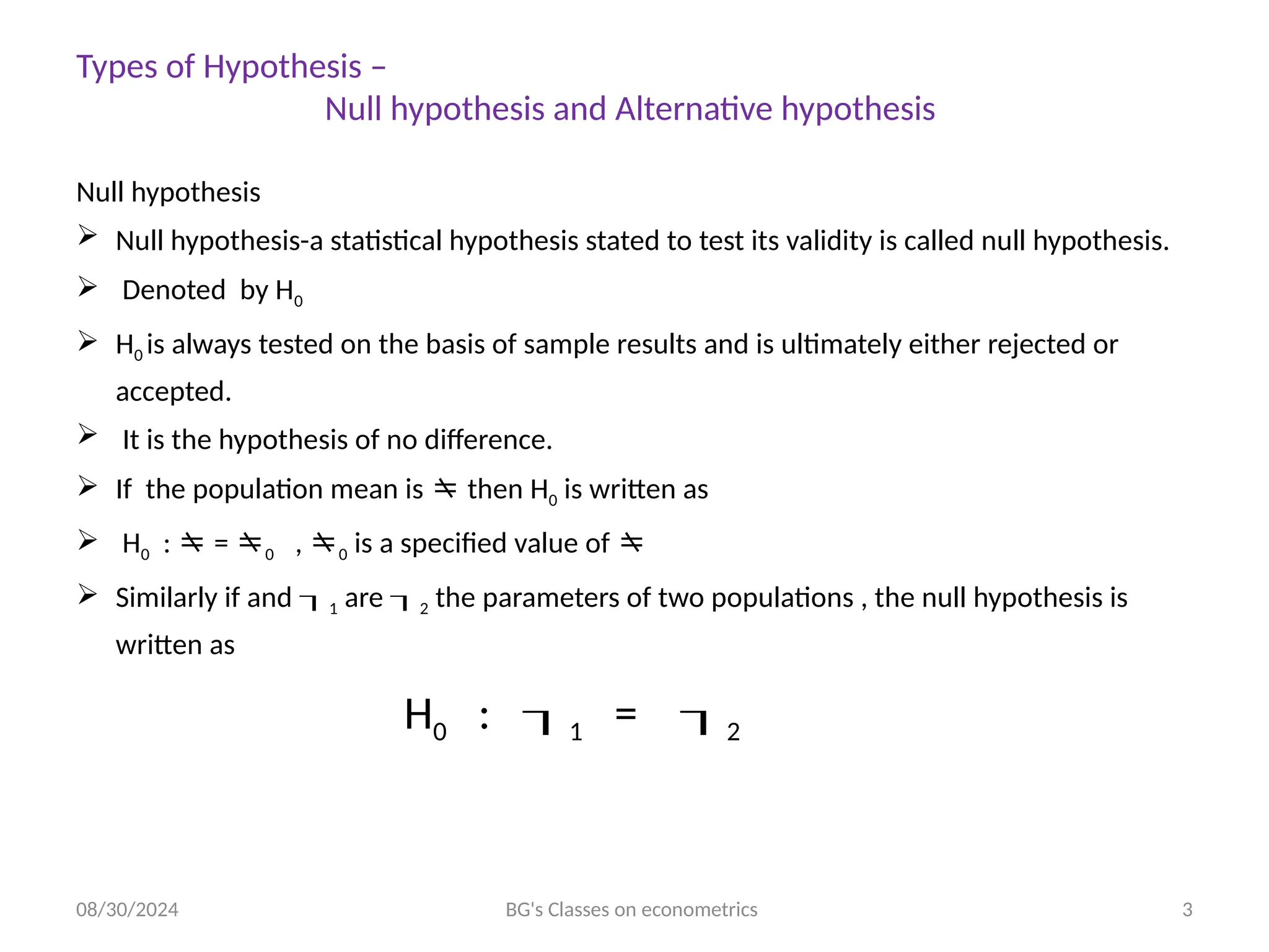 Econometrics Notes Economics honours ppt | PPTX