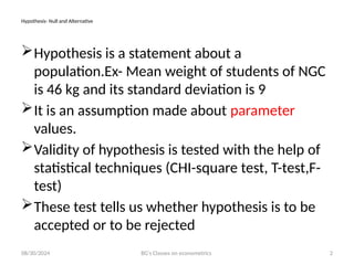 Econometrics Notes Economics honours ppt | PPTX