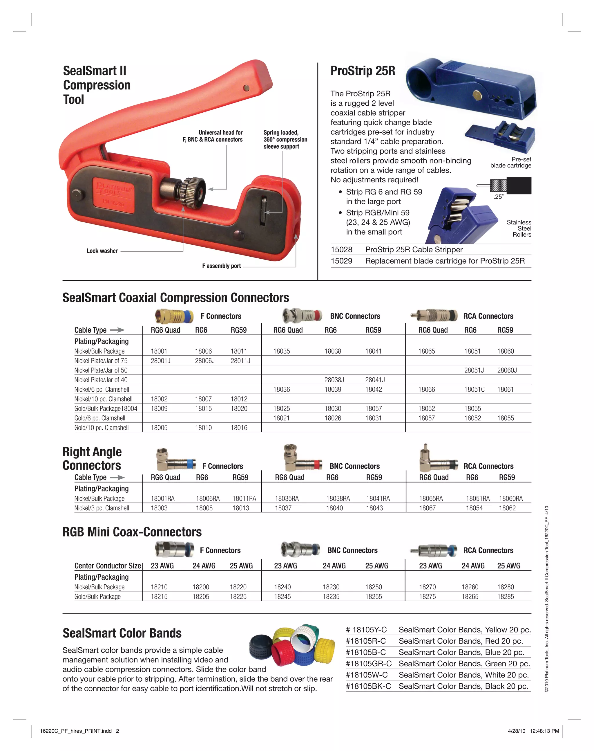 Platinum Tools 16220C Data Sheet | PDF