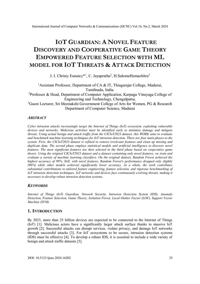 IoT Guardian: A Novel Feature Discovery and Cooperative Game Theory Empowered Feature Selection ...