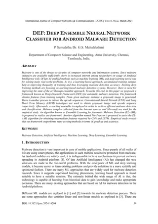DEF: Deep Ensemble Neural Network Classifier for Android Malware Detection | PDF