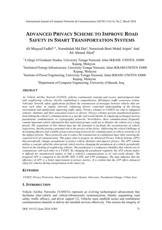 Advanced Privacy Scheme to Improve Road Safety in Smart Transportation Systems | PDF