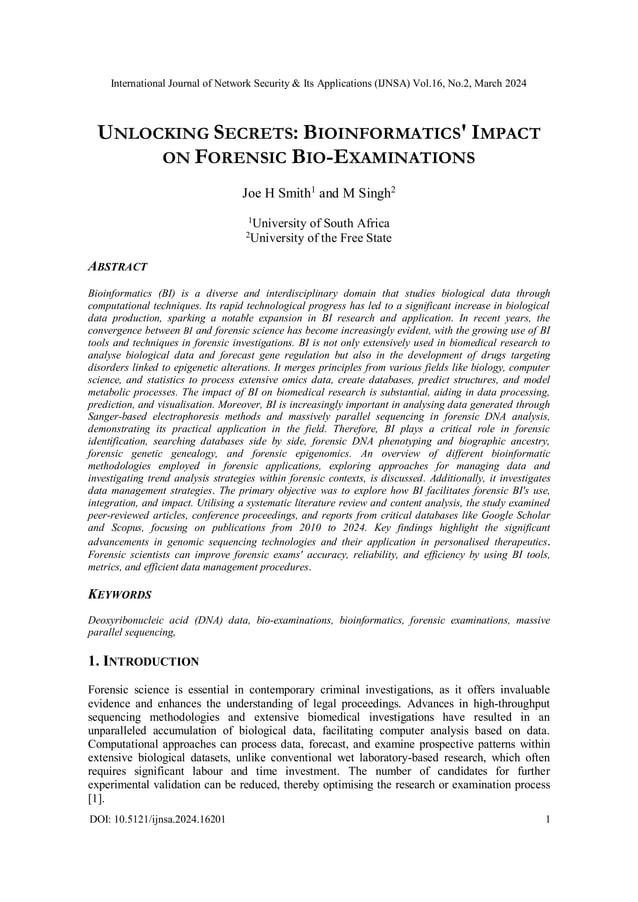 UNLOCKING SECRETS: BIOINFORMATICS' IMPACT ON FORENSIC BIO-EXAMINATIONS ...