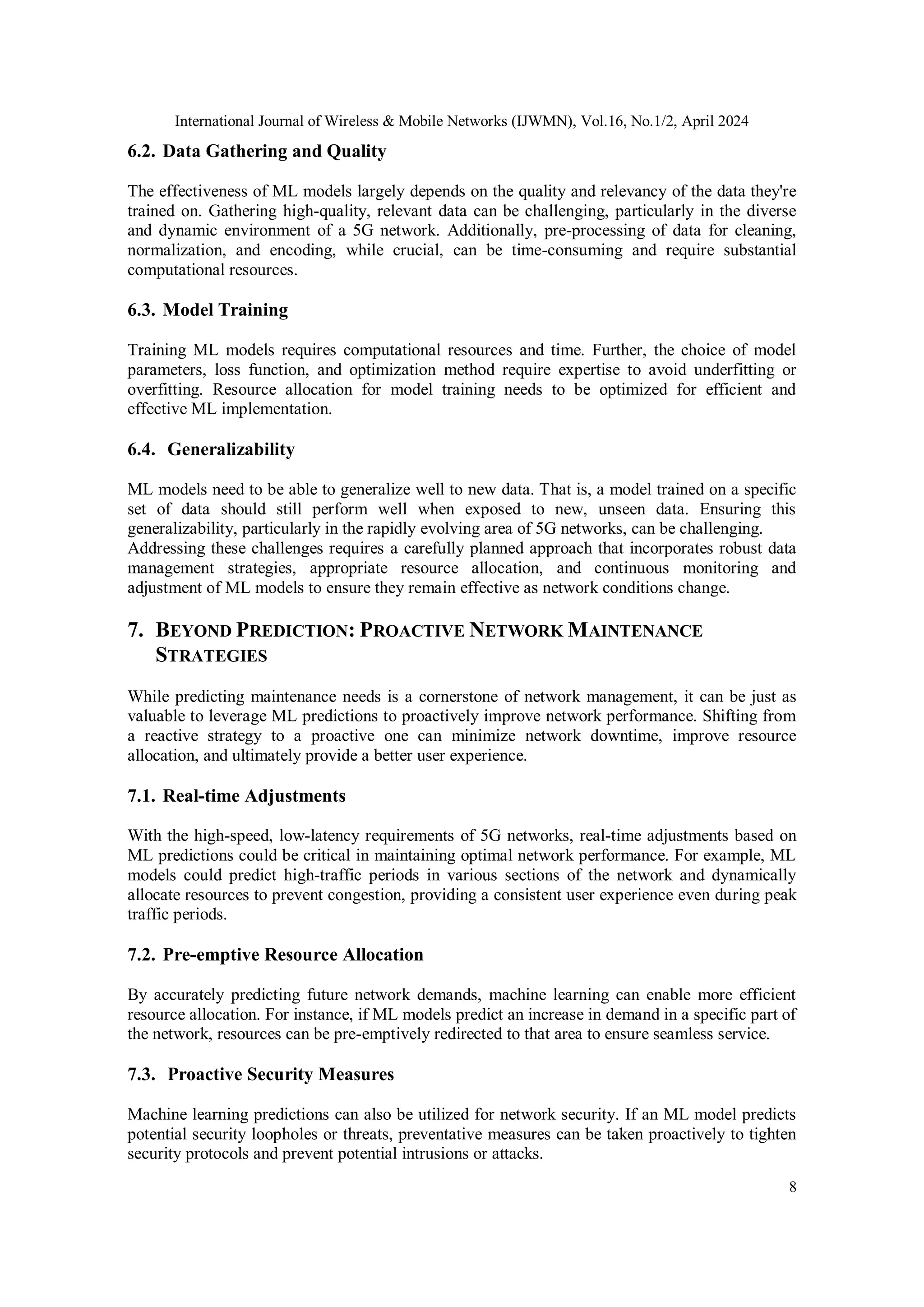 Implementing Machine Learning Algorithms for Predictive Network Maintenance in 5G and Beyond ...