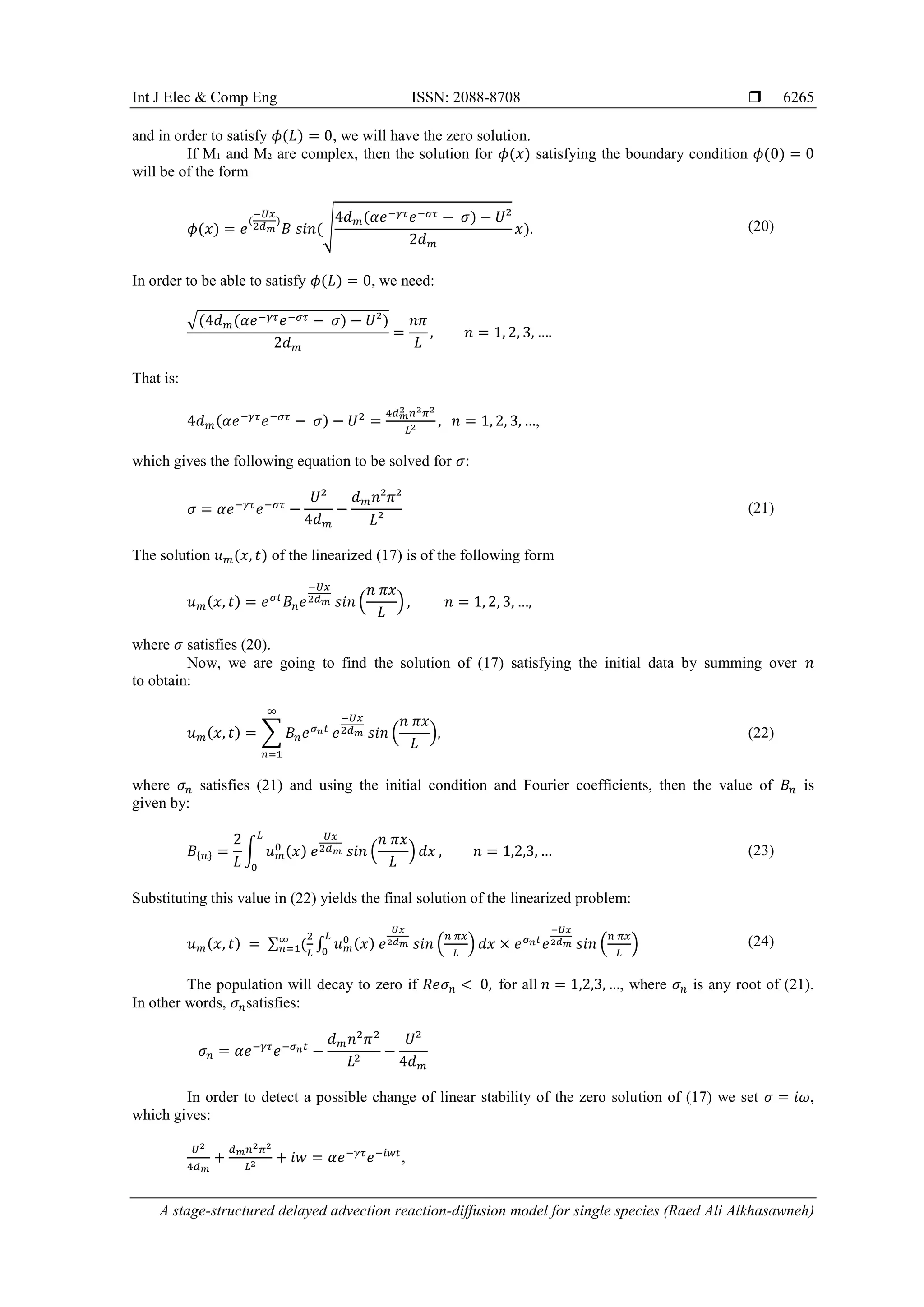 A Stage Structured Delayed Advection Reaction Diffusion Model For Single Species Pdf