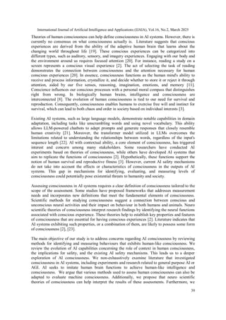 CONSCIOUSNESS IN AI SYSTEMS: A REVIEW - ijaia | PDF