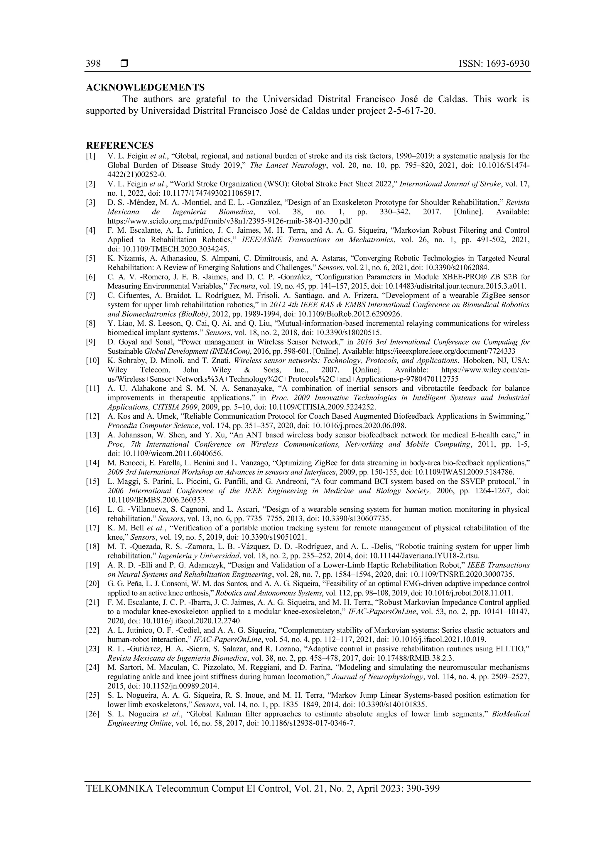 Wearable Sensor Network For Lower Limb Angle Estimation In Robotics Applications Pdf
