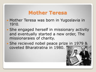 PPT on Mother Teresa by Khushwant singh | PPTX