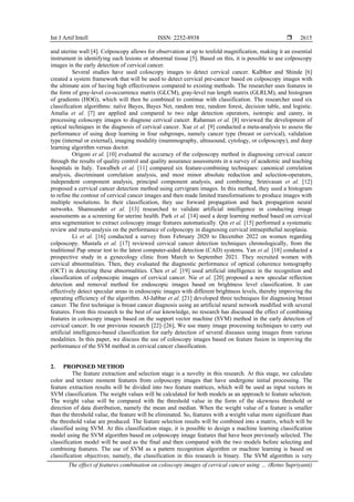The effect of features combination on coloscopy images of cervical ...