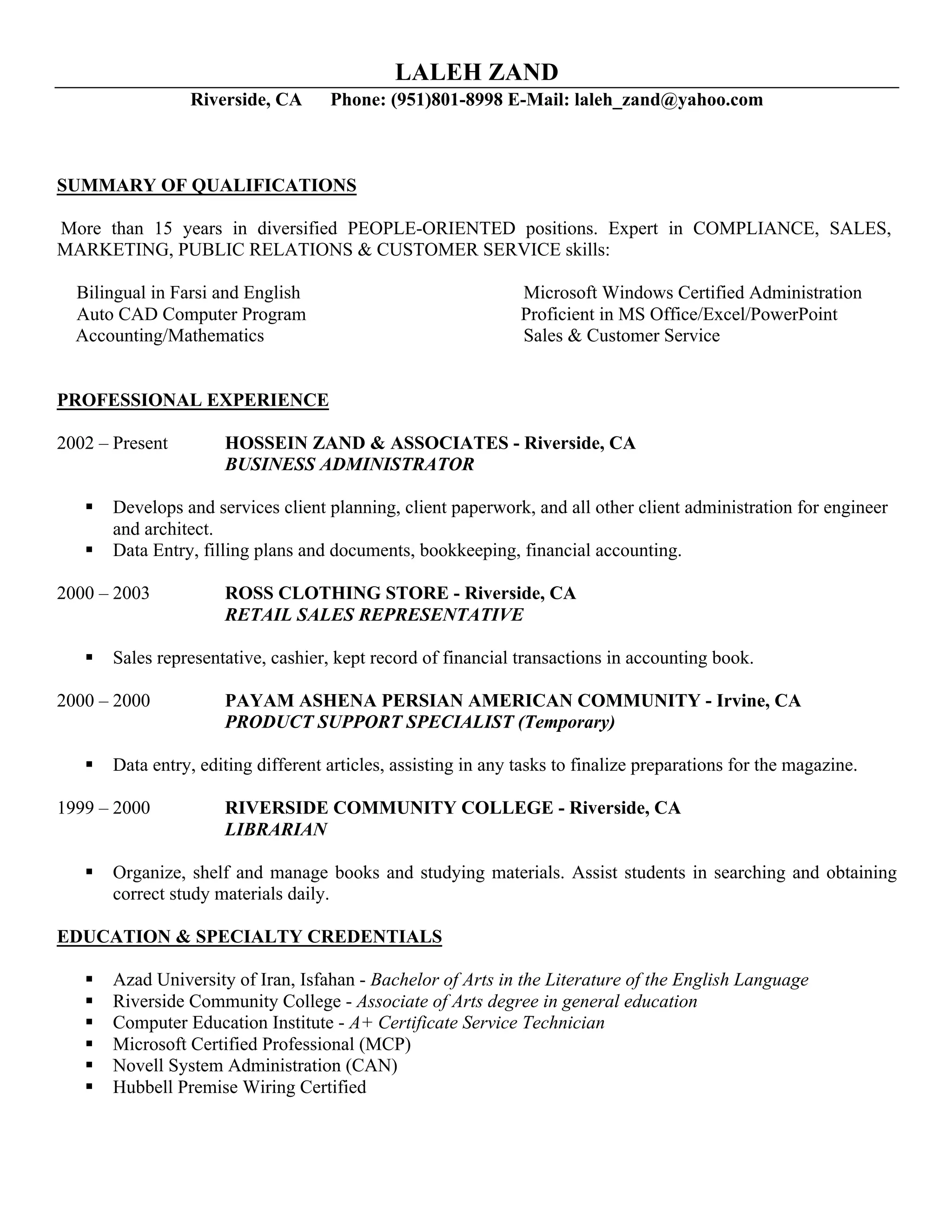 Laleh's_Resume_v2 | PDF