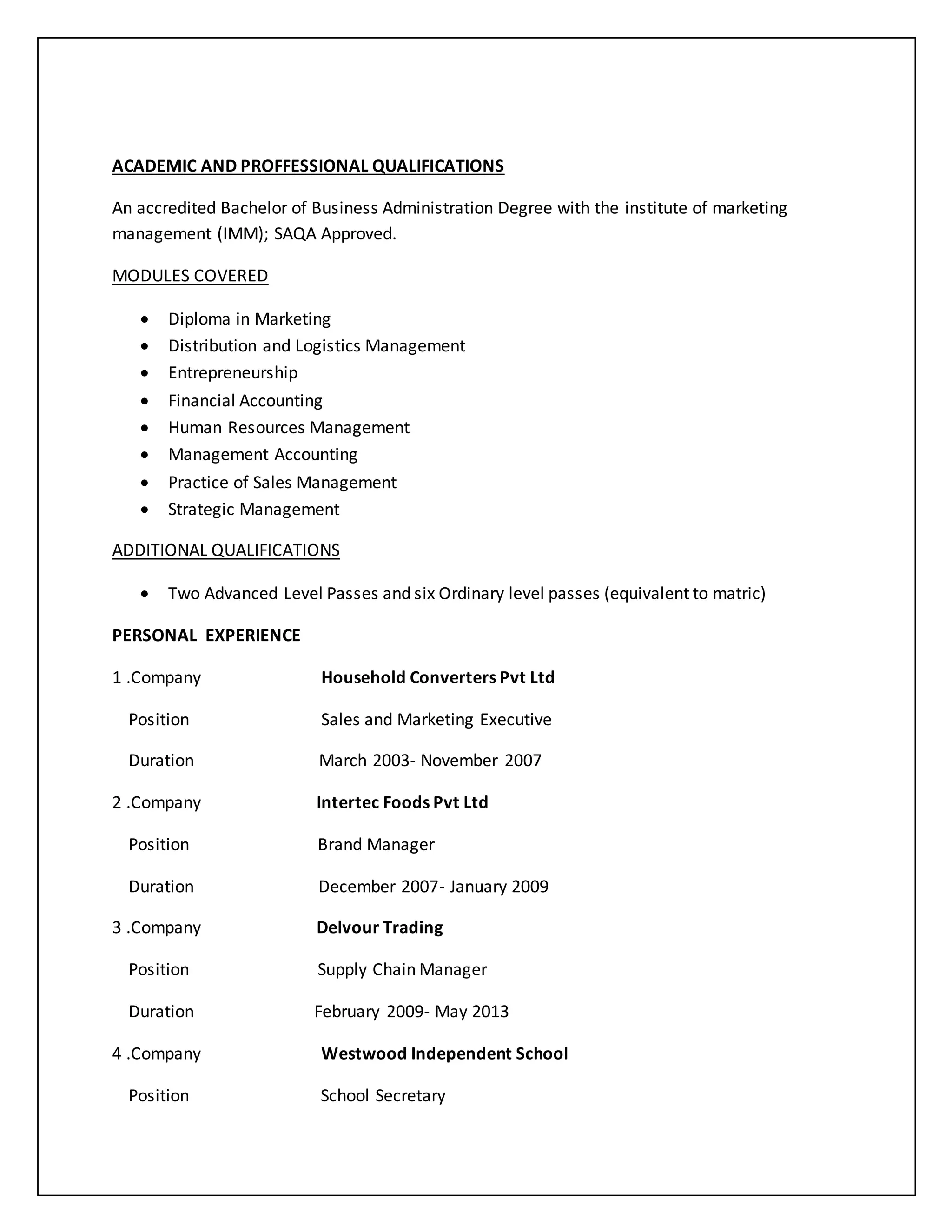 CURRICULUM VITAE FOR PATIENCE CHITAURO | DOCX