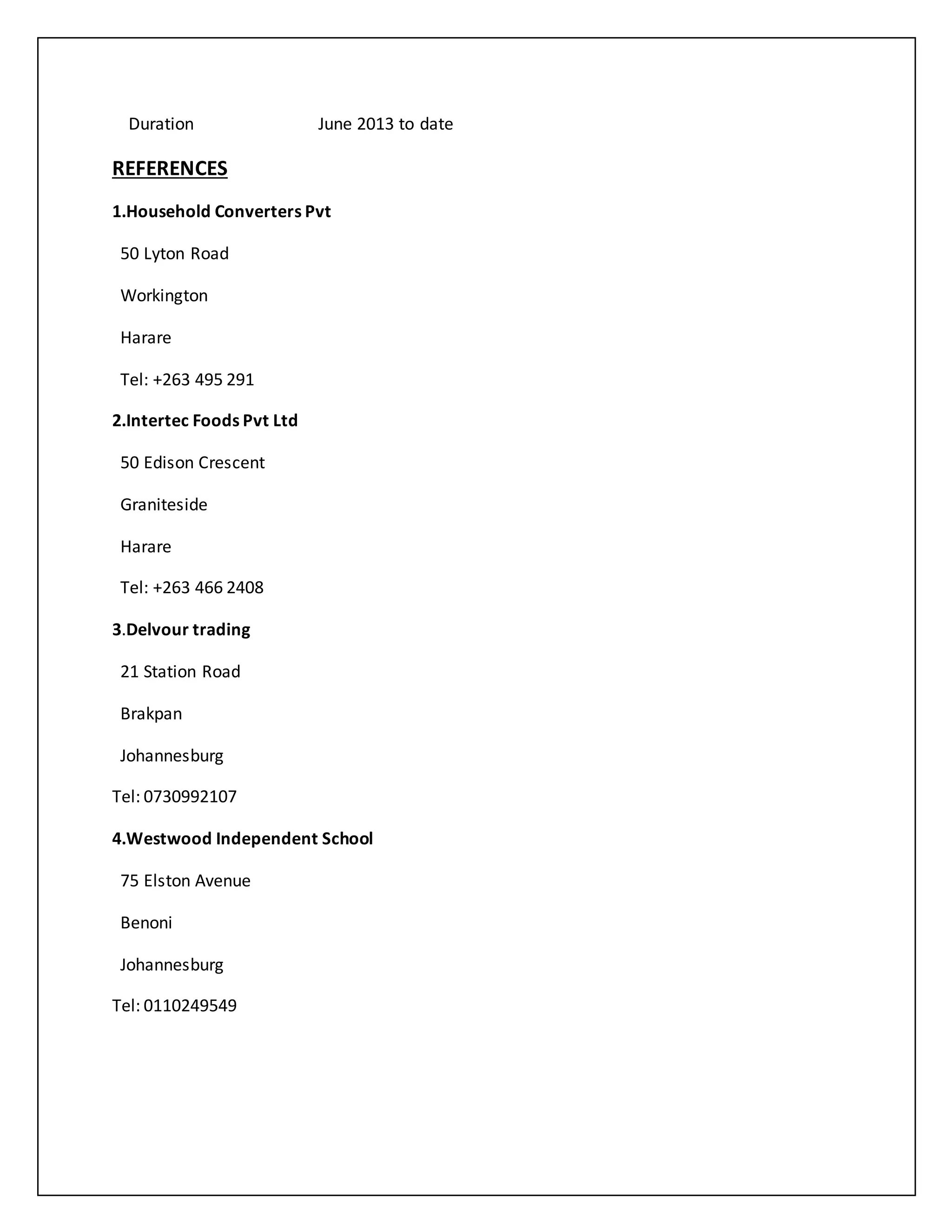 CURRICULUM VITAE FOR PATIENCE CHITAURO | DOCX