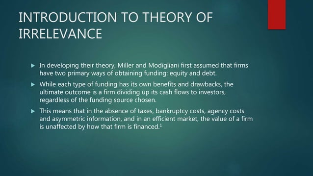 Theory of Irrelevance of Capital Structure | PPTX | Stocks and Bonds ...