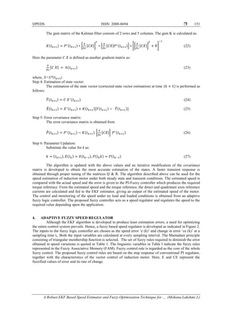 A Robust EKF Based Speed Estimator and Fuzzy Optimization Technique for Sensorless Induction ...
