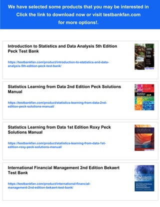 Introduction to Statistics and Data Analysis 5th Edition Peck Solutions Manual | PDF