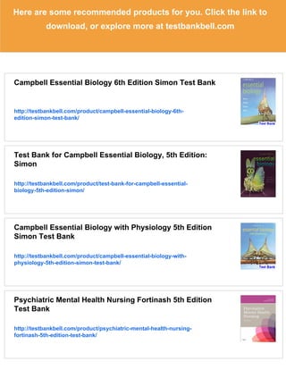 Test Bank for Campbell Essential Biology 7th by Simon | PDF