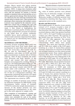 Alterations in SDS PAGE Profile of Body Muscles of Cirrhinus mrigala | PDF
