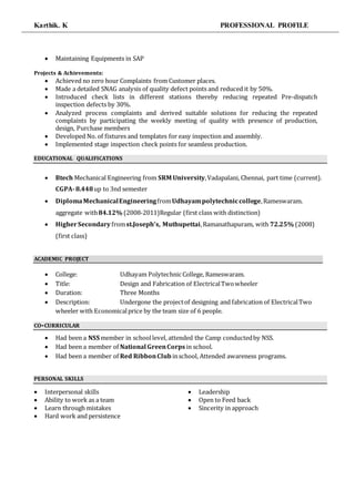 Karthik K-RESUME- updated | DOCX | Civil Engineering Industry | Industries