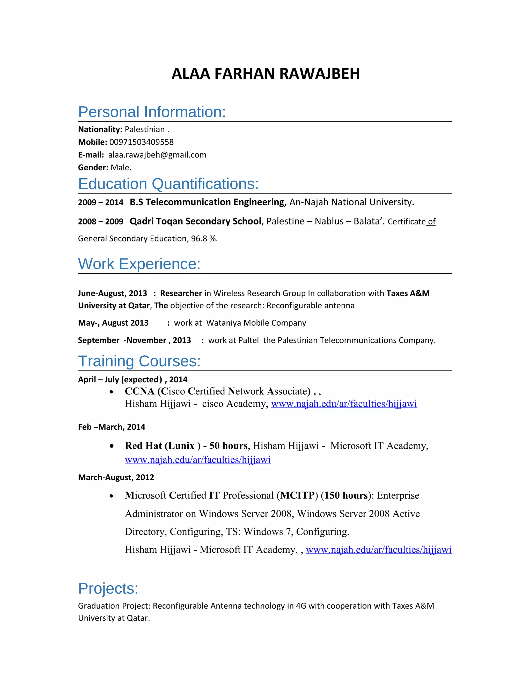 alaa.final cv | PDF | Free Download