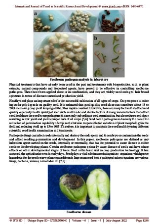 Sustainable Management of Seed Borne Plant Pathogens | PDF
