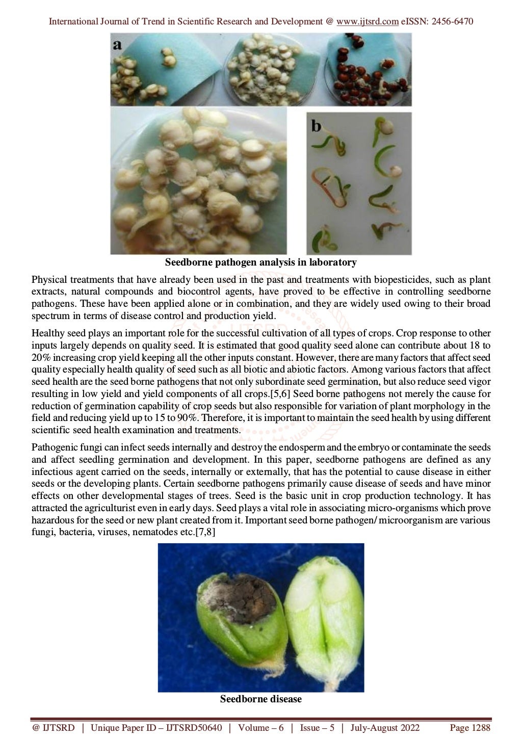Sustainable Management of Seed Borne Plant Pathogens | PDF