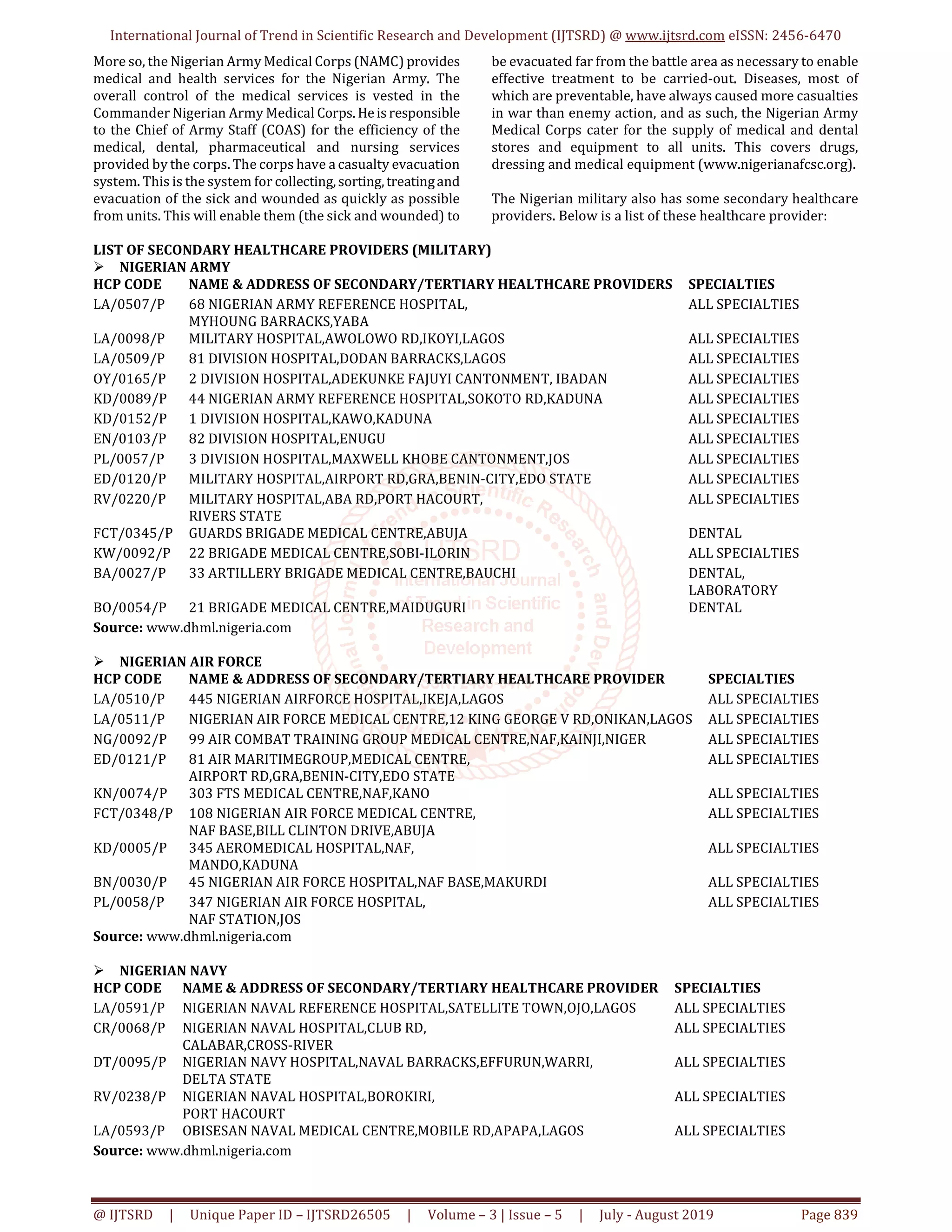 The Role of Military Logistics Supports in Safeguarding National Security in Nigeria | PDF ...